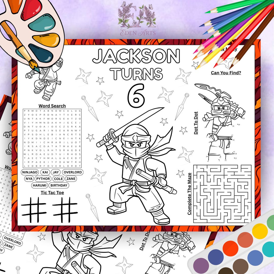 Legos Ninjago Birthday Party Editable Activity Placemat Sheet Lego ...