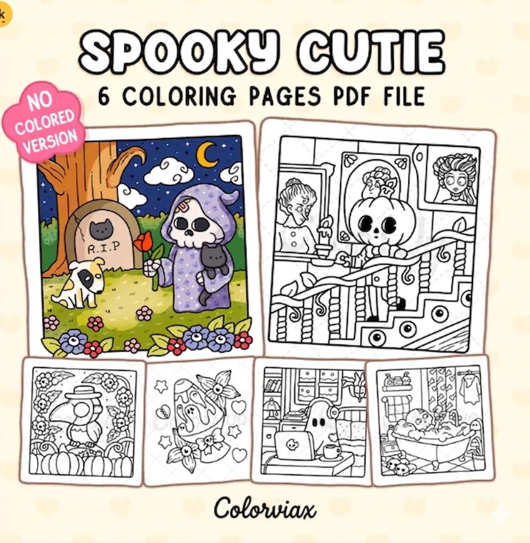 Spooky Coloring Pages: Creepy Creatures, Kids Activity (printable PDF ...