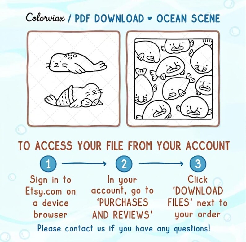 Ocean Scene Coloring Book: Underwater Animals, Kids Activity (printable ...