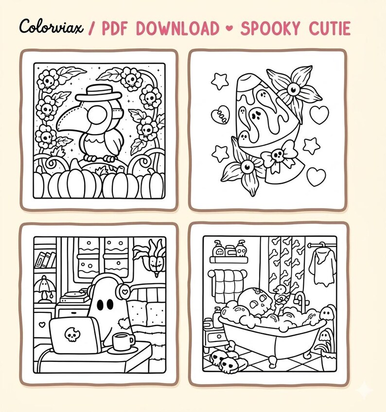 Spooky Coloring Pages: Creepy Creatures, Kids Activity (printable PDF ...