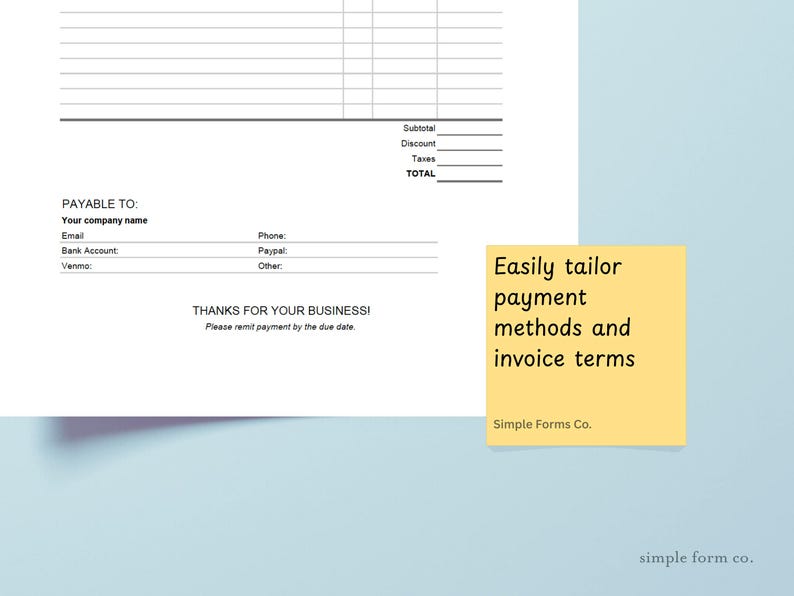 Excel Invoice Template – Editable Business Invoice for Small Business ...