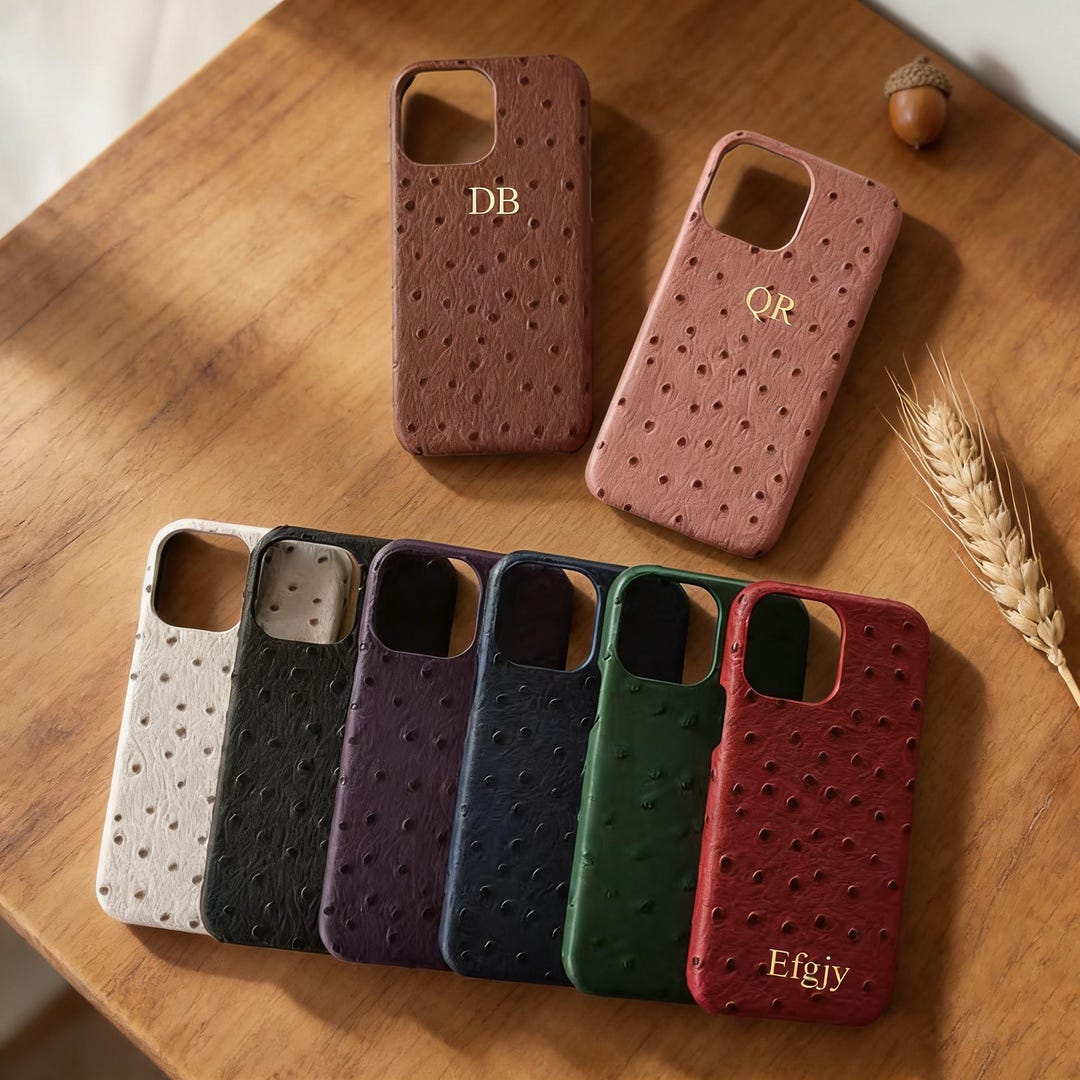 Personalized Ostrich Leather Phone Case, Ostrich Pattern iPhone Case ...