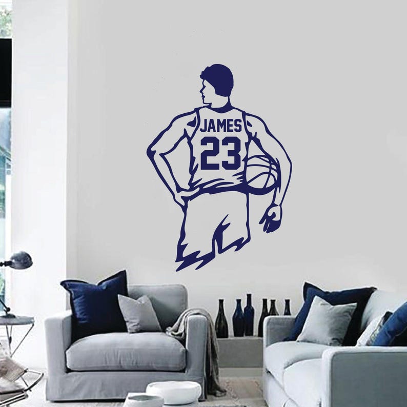 Custom Basketball Player Back View Wall Decal – Add Name & Number ...