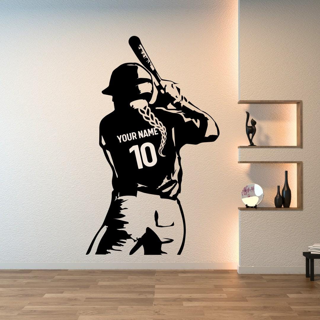 Personalized Baseball Girl Vinyl Wall Decal – Custom Name & Number - Etsy