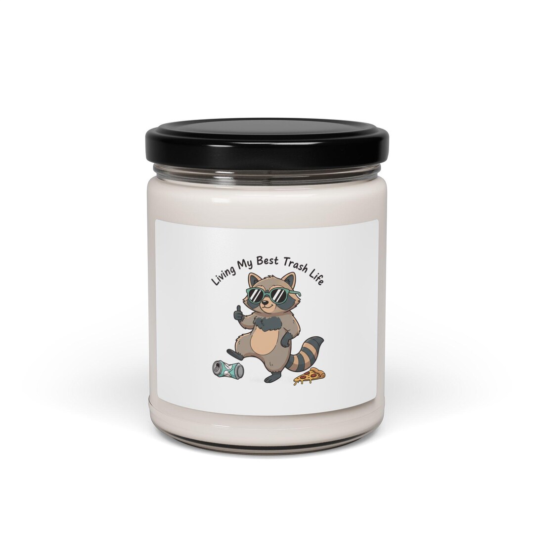 Trash Panda Raccoon Doodle Candle | Scented Soy Candle, 9oz - Etsy