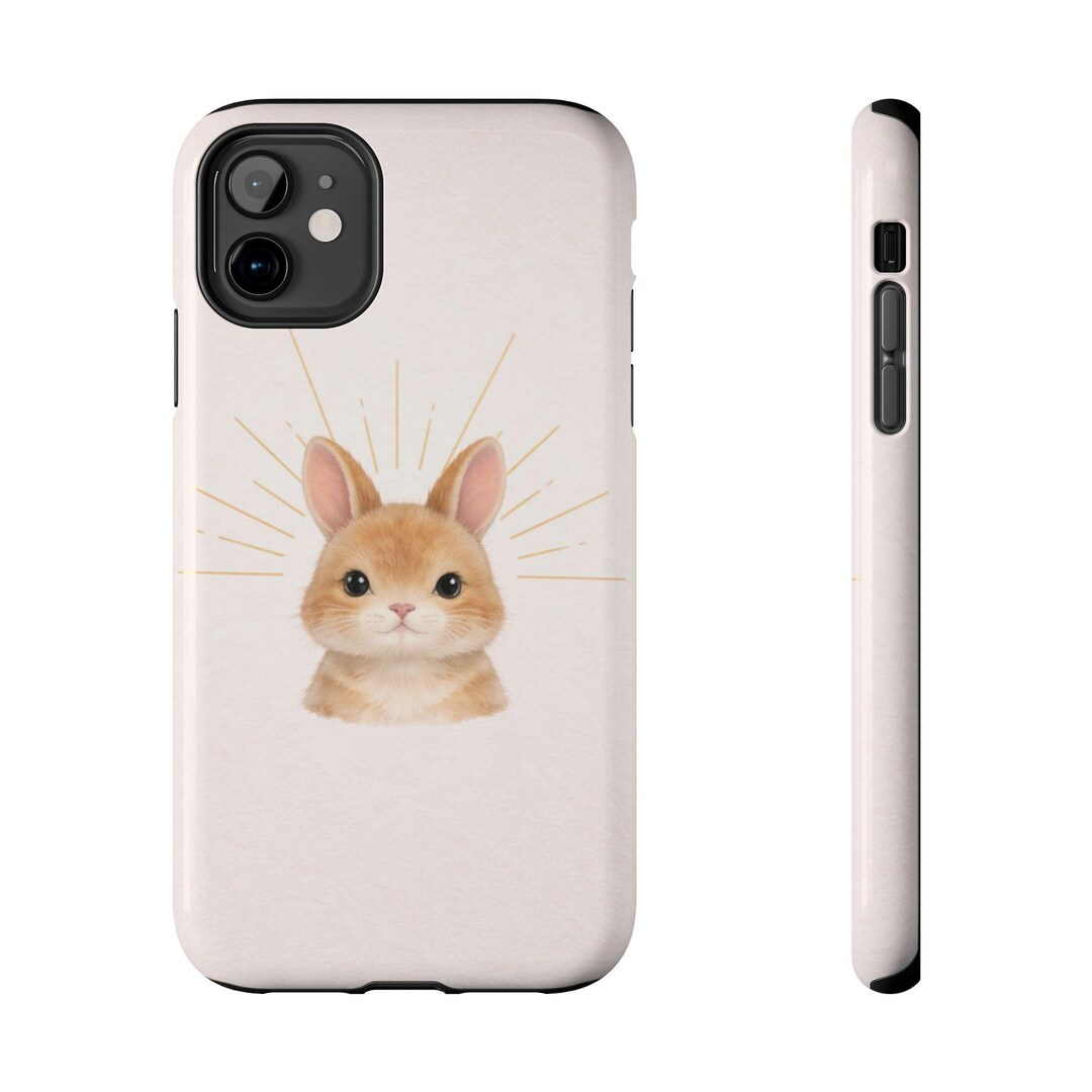 Cute Bunny Illustration Phone Case | Rabbit Portrait Tough Phone Case ...
