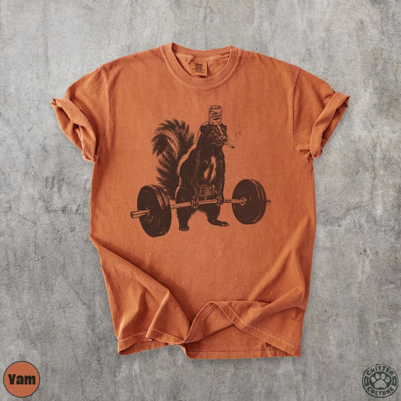 Vintage Skunk Deadlift Gym Shirt, Funny Smoking Meme Tee, Powerlifting ...