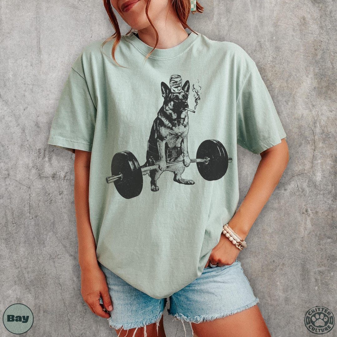 Smoking German Shepherd Deadlift T-shirt, Funny Beer Powerlifting Dog ...