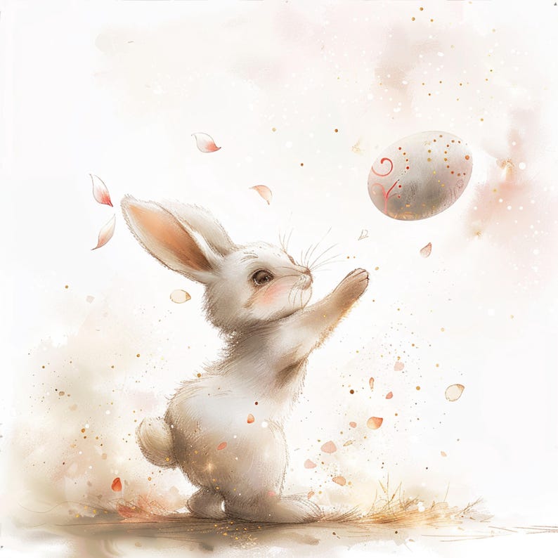 Watercolor Bunny Clipart, Easter Rabbit JPG, Baby Animal Illustration ...