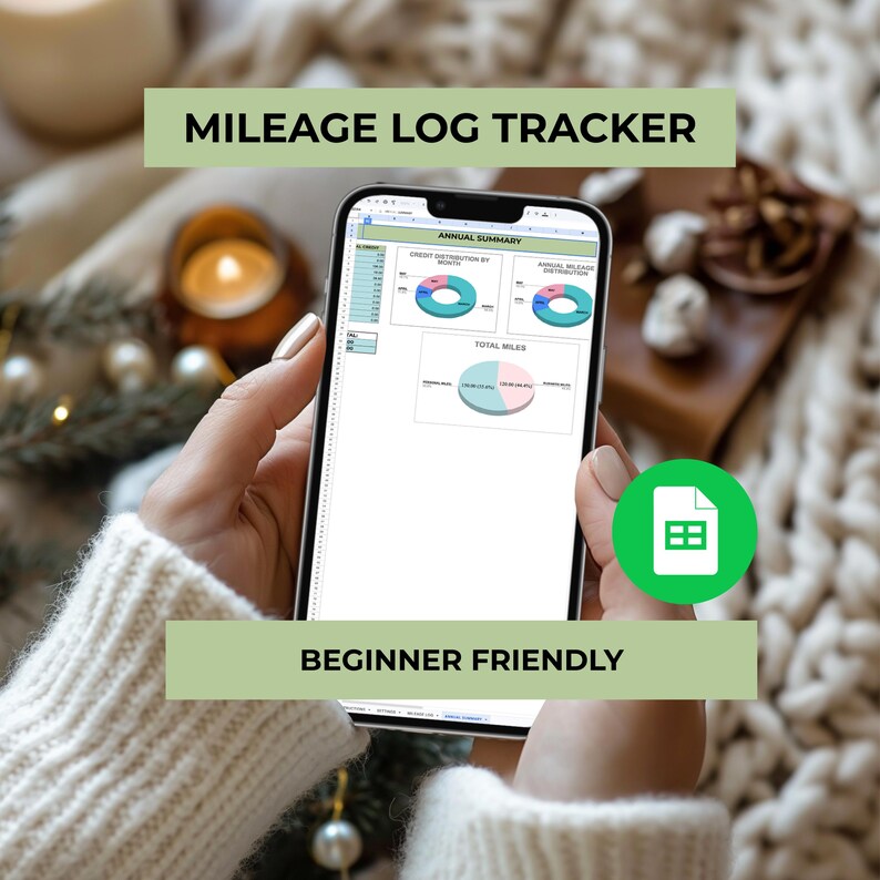 Mileage Log Tracker Spreadsheet for Google Sheets, Travel Chart ...