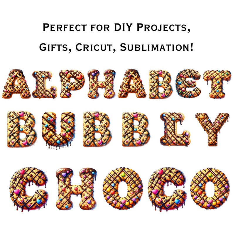 Candy Waffle Alphabet & Numbers PNG A to Z and 0 to 9 | Sweet Dessert ...