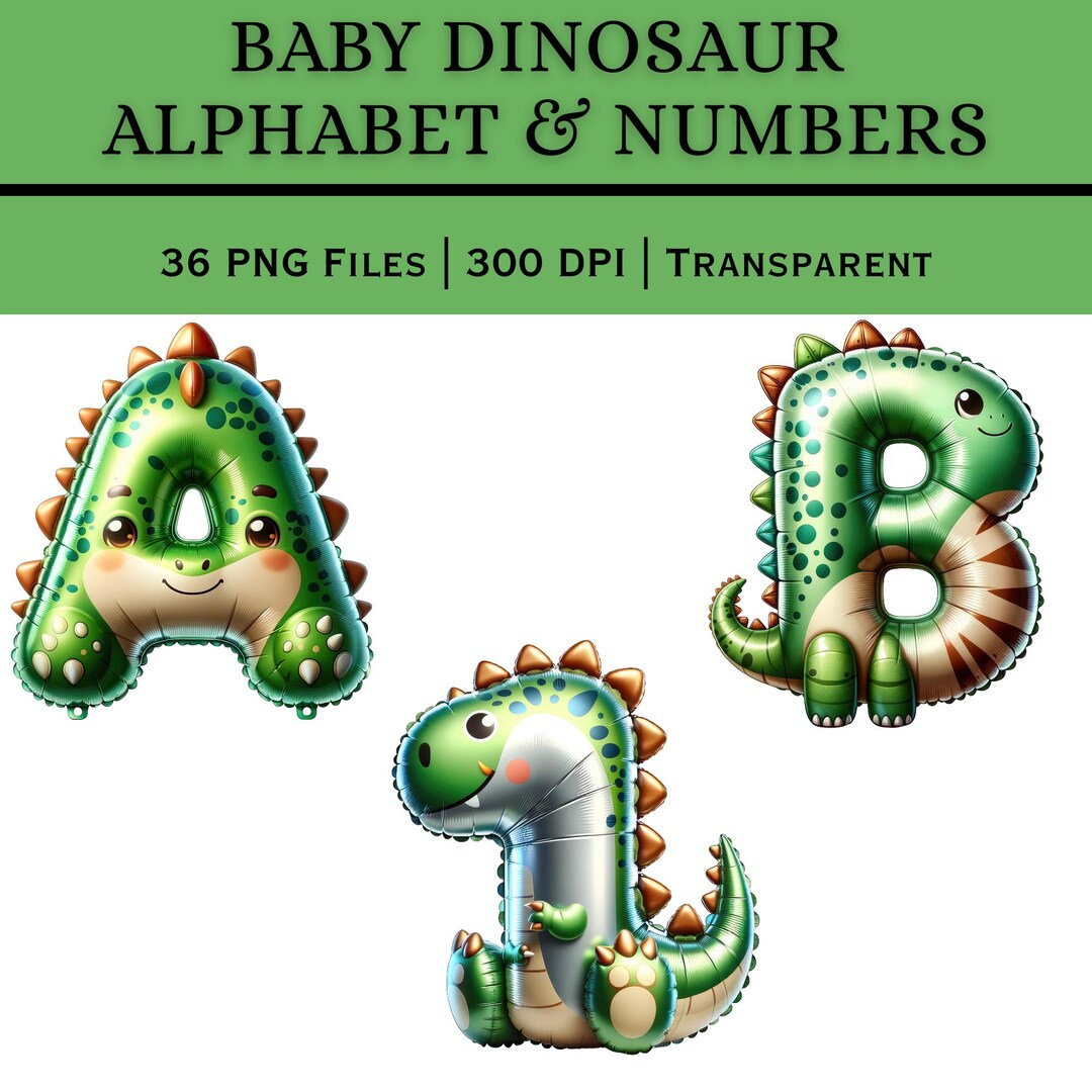 Dinosaur Alphabet & Numbers PNG | Kids Learning, Crafts (digital ...