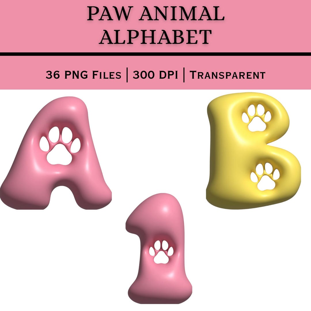 Dog Paw Print Alphabet PNG | Kids Learning, Nursery Decor (digital ...