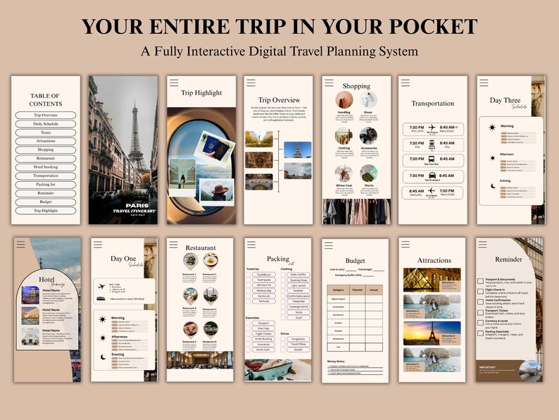 Editable Travel Itinerary Template | Canva Vacation Planner (digital ...