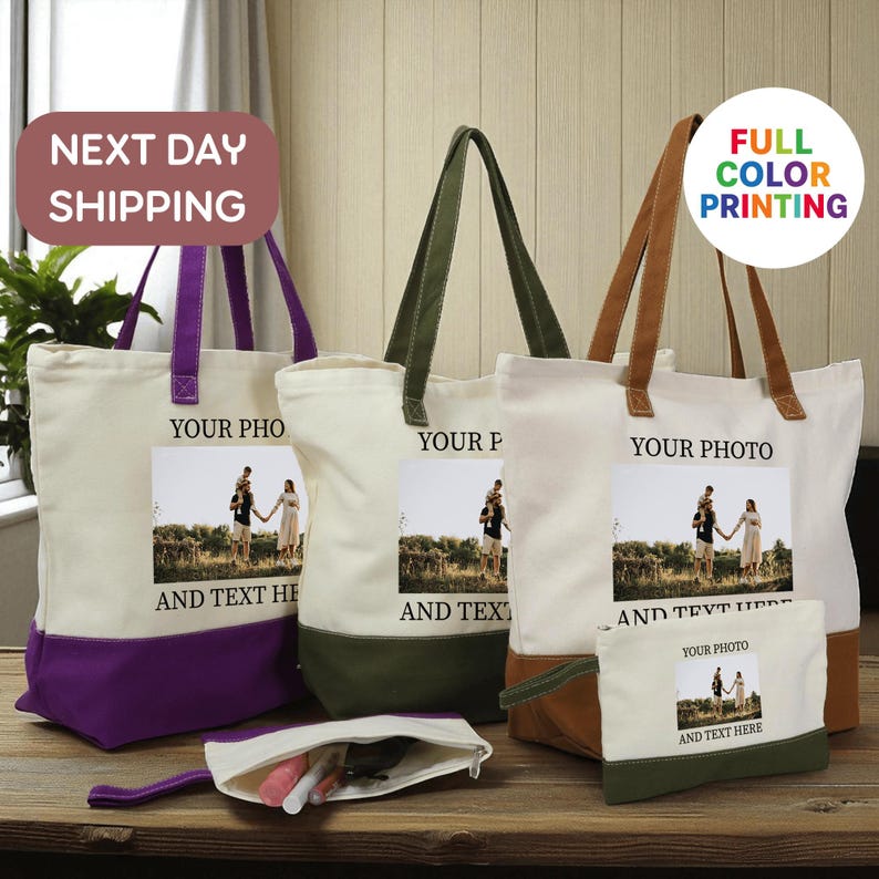 Custom Photo Tote Bag, Personalized Canvas Bag, Add Your Picture and ...