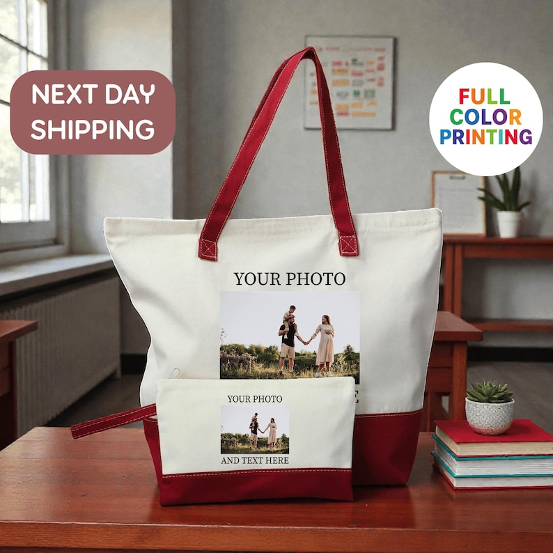 Custom Photo Tote Bag, Personalized Canvas Bag, Add Your Picture and ...