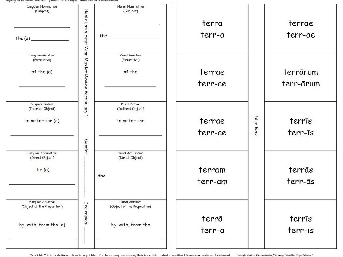 Henle Latin First Year Interactive Notebook Part 1 (challenge A Aligned ...