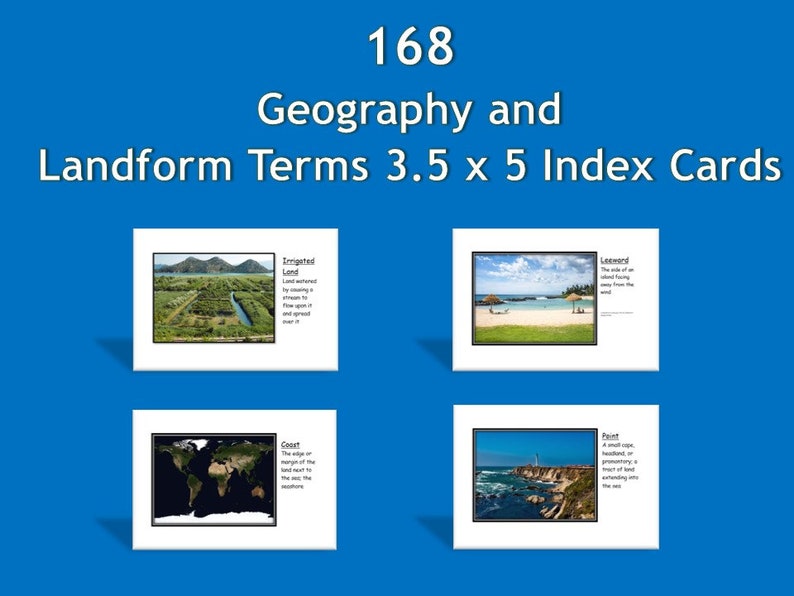 168 Geography and Landform Printable 3.5 X 5 Index Cards - Etsy