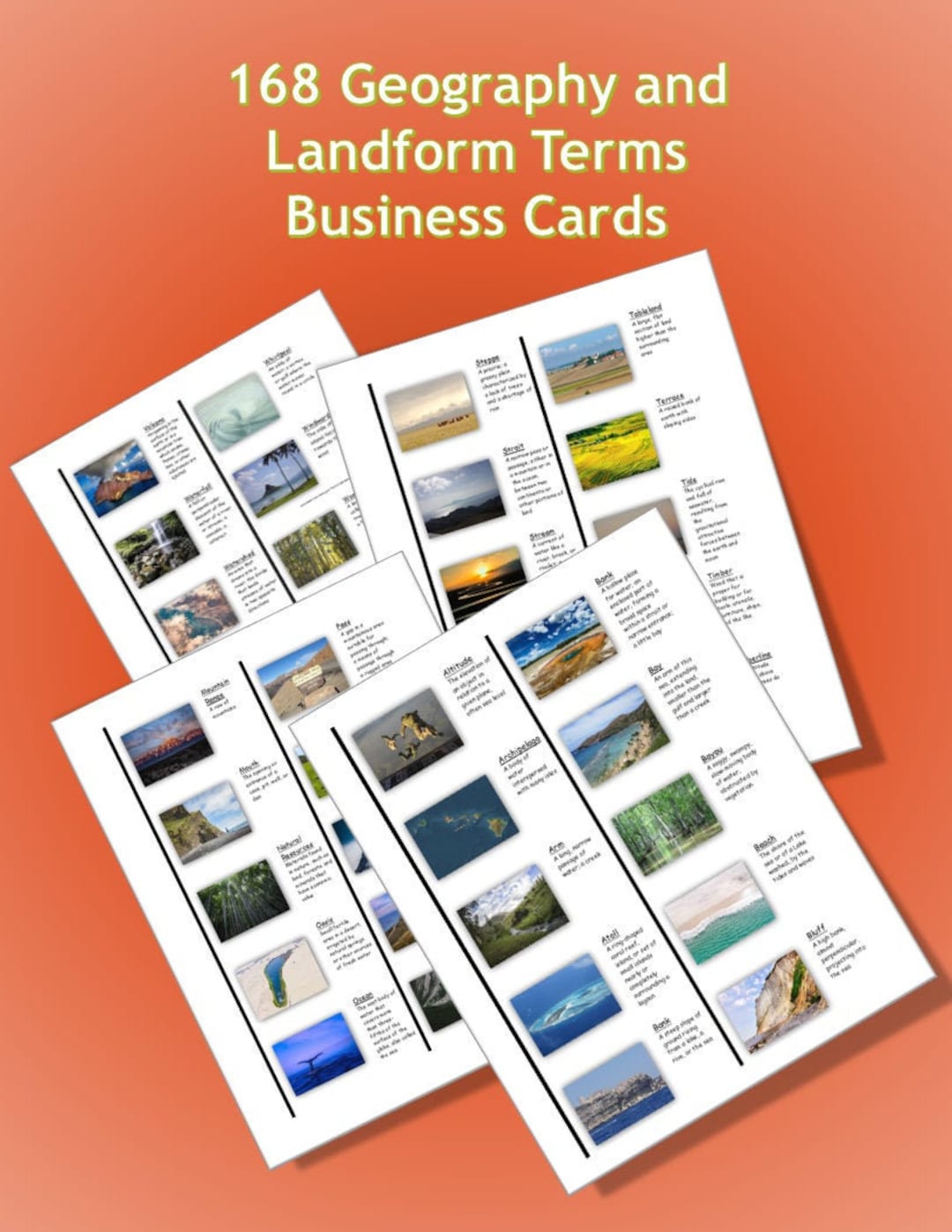 168 Geography and Landform Terms Business Cards - Etsy