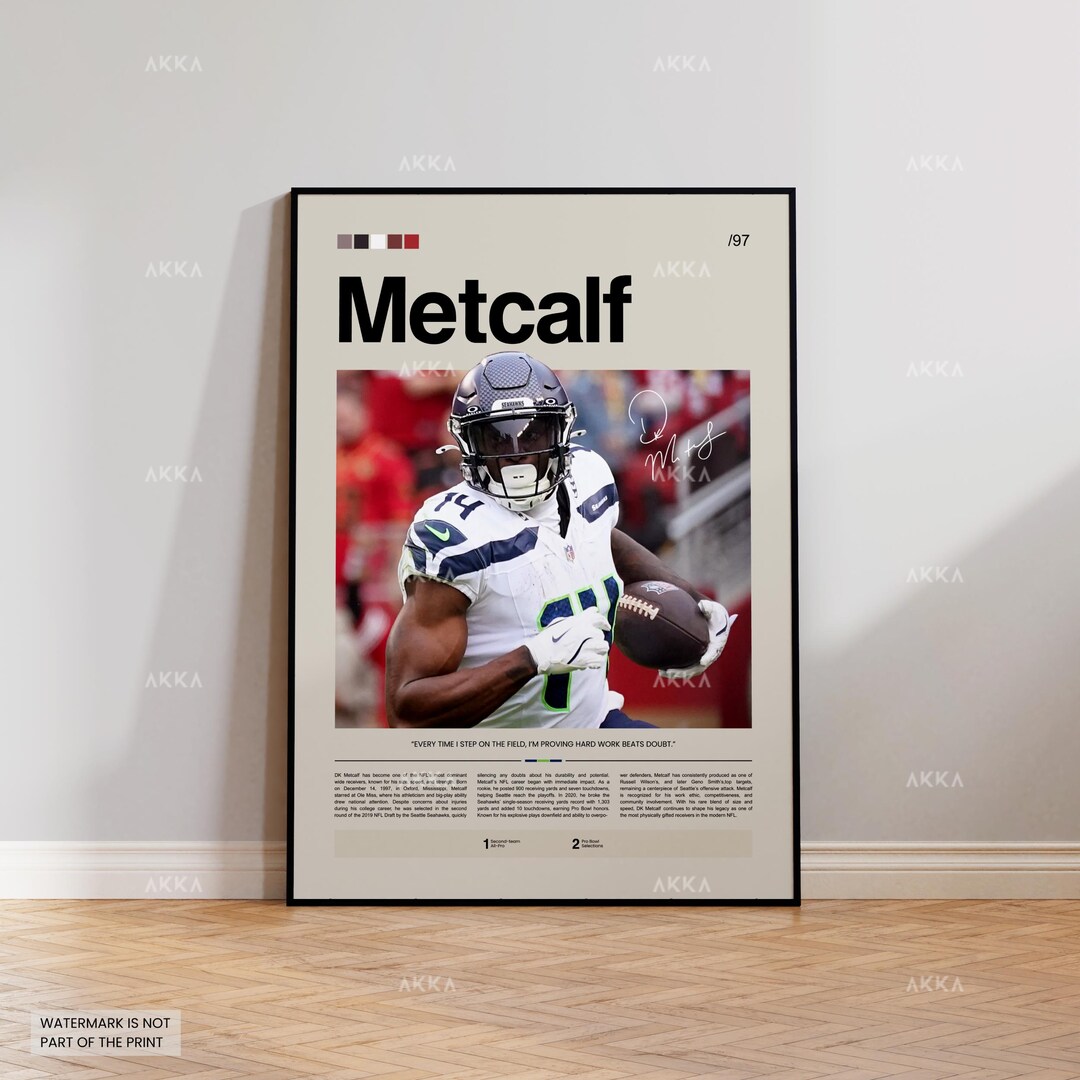 DK Metcalf Seattle Seahawks Poster, Action Shot NFL Print, Framed Wall ...