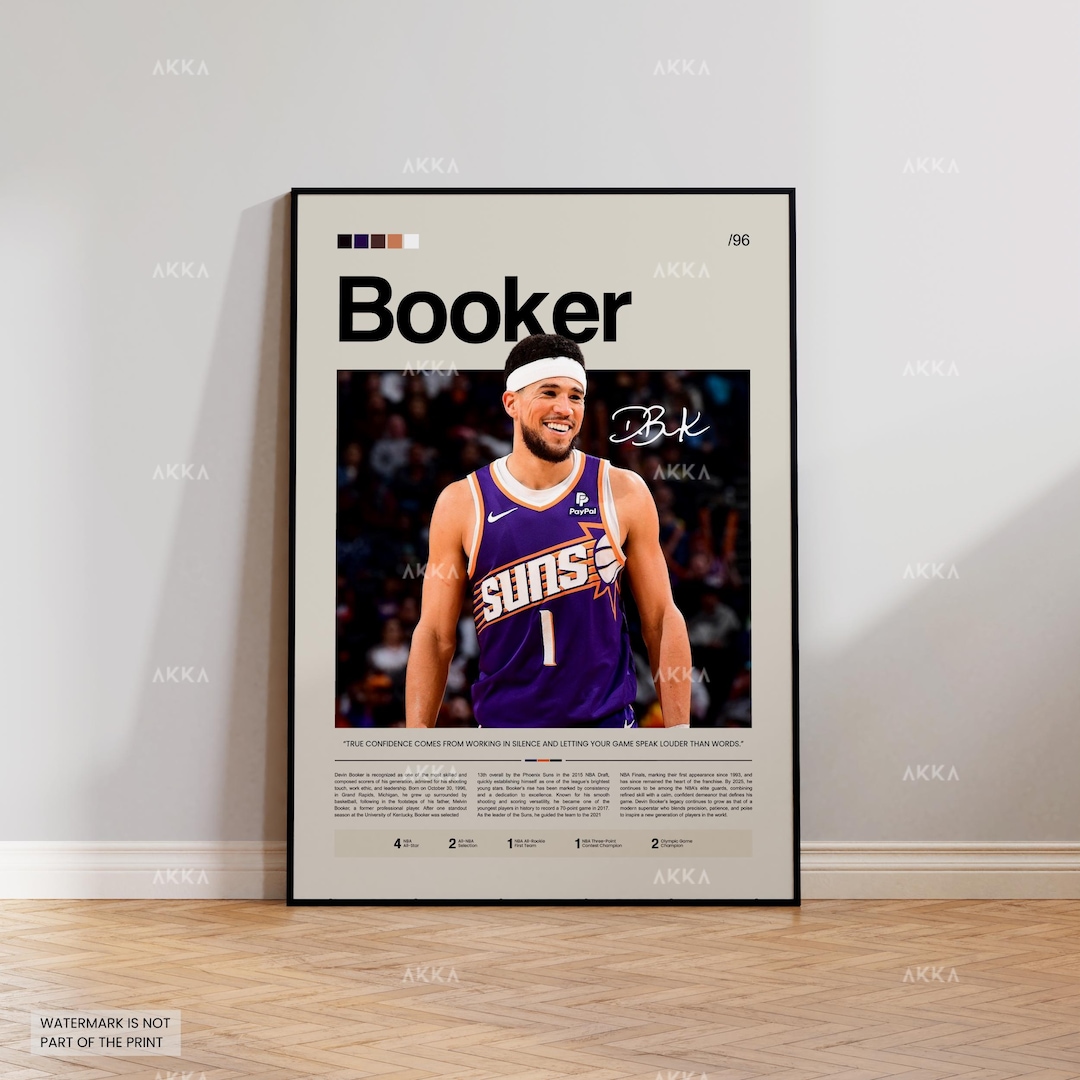 Devin Booker Poster, Phoenix Suns Wall Art, Framed NBA Print Decor - Etsy