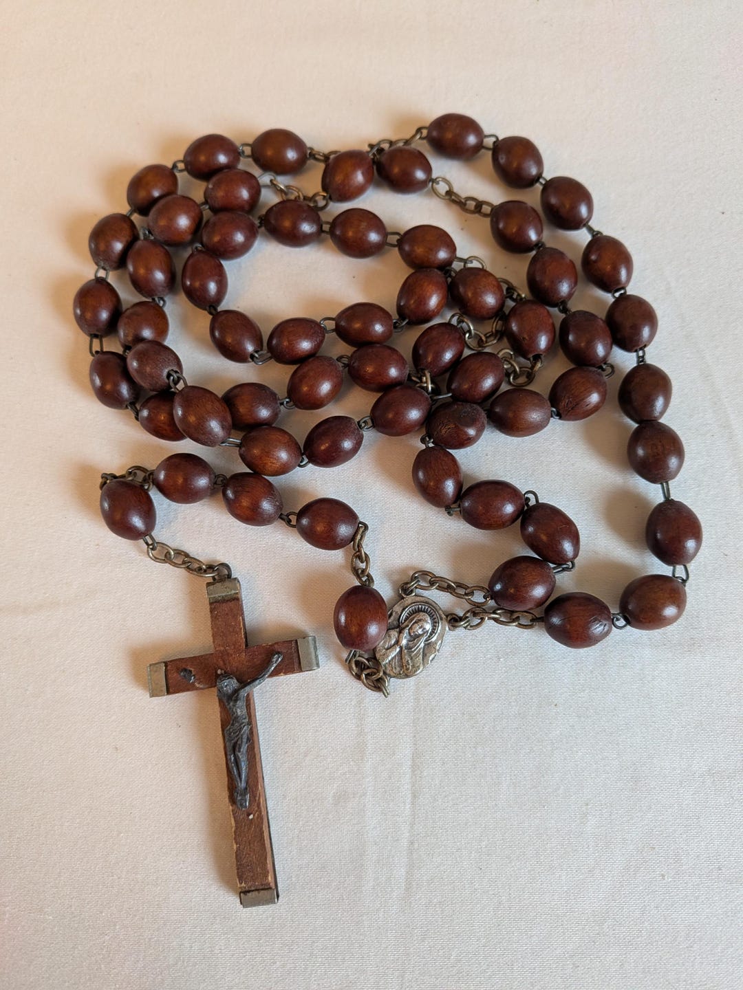 Vintage 28" Religious Habit Rosary-olive Wood Beads - Etsy