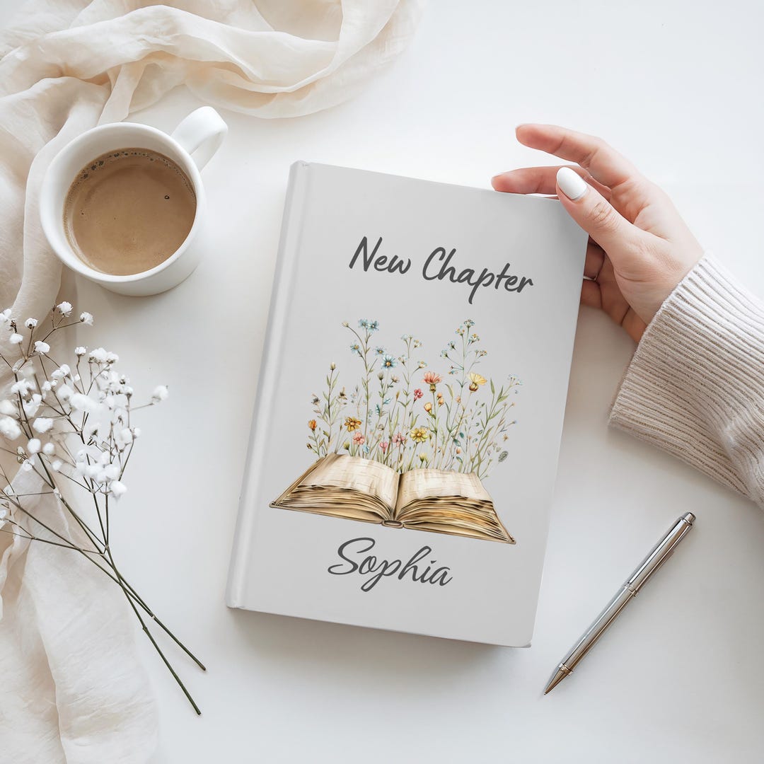 New Chapter Personalized Journal, Custom Name Floral Book Notebook ...