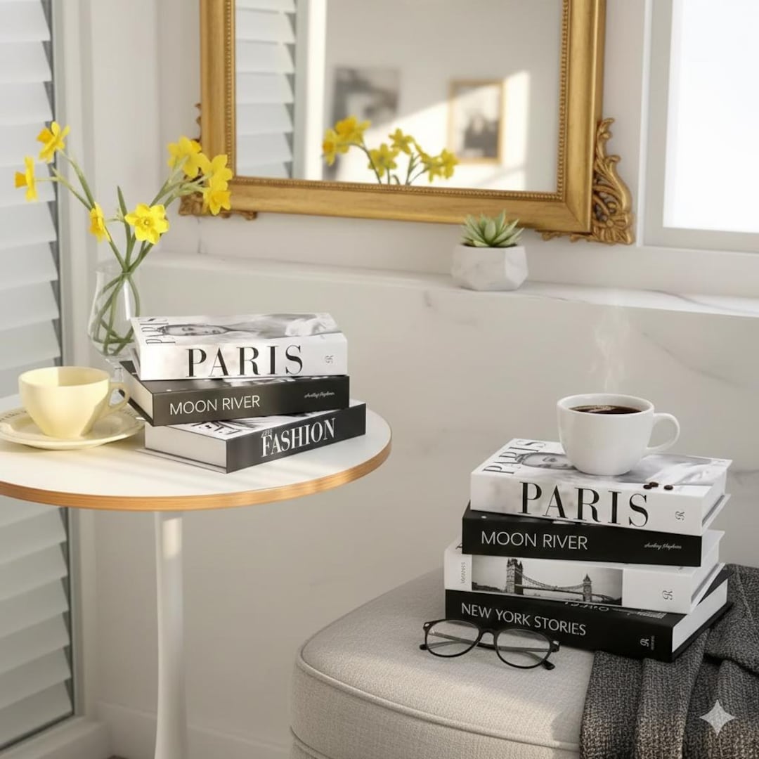 Decorative Faux Books Set of 3, Modern Fashion Book Decor, Coffee Table ...