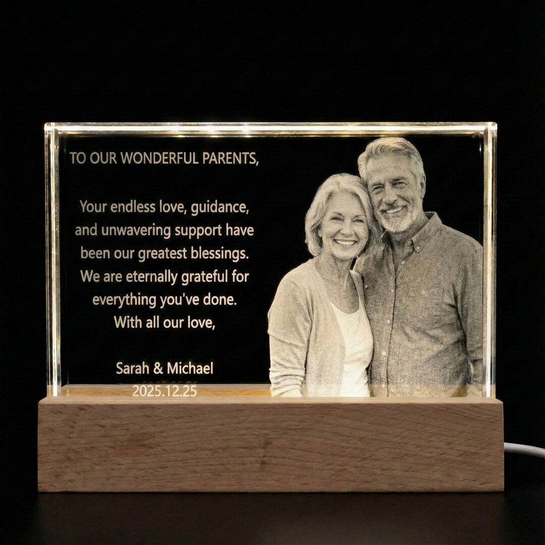 Custom Crystal Gift, Personalized Anniversary Couple Keepsake, Holiday ...