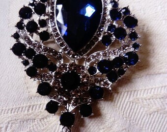 Navy Blue Brooch | Etsy UK