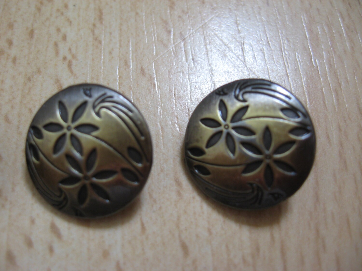 Flower Buttons X5 Antique Gold,metal Buttons,flower Design,craft ...