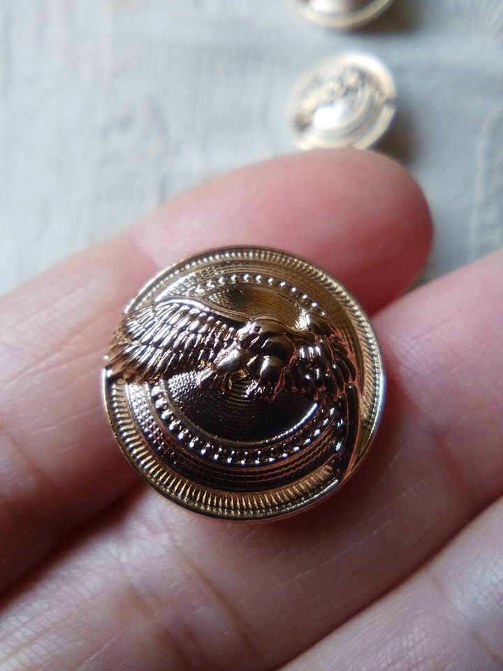 Gold Buttons Eagle Design Metal X 5 | Etsy