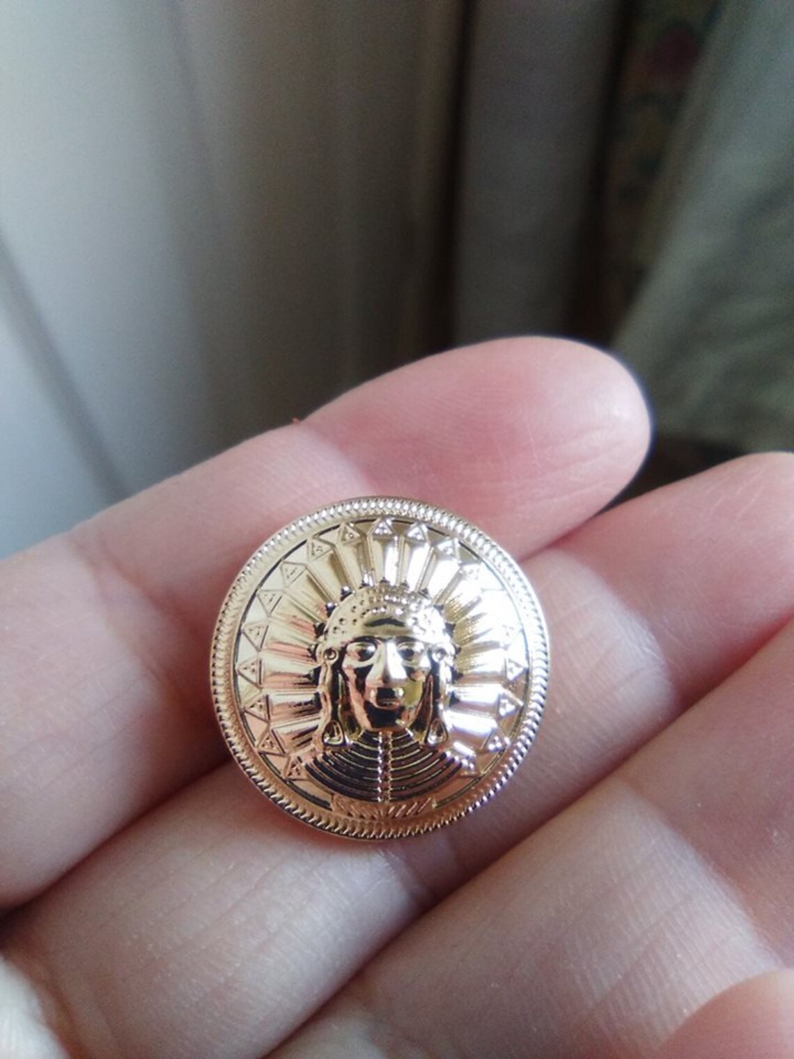 Gold Buttons American Indian Design Metal X 5 | Etsy