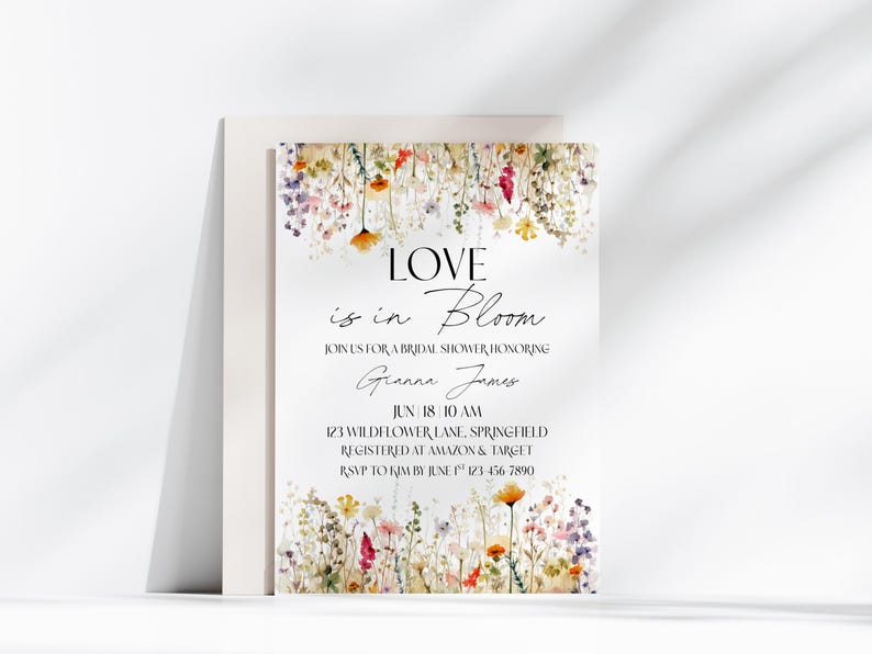 Love is in Bloom Bridal Shower Invitation Template, Editable Printable ...