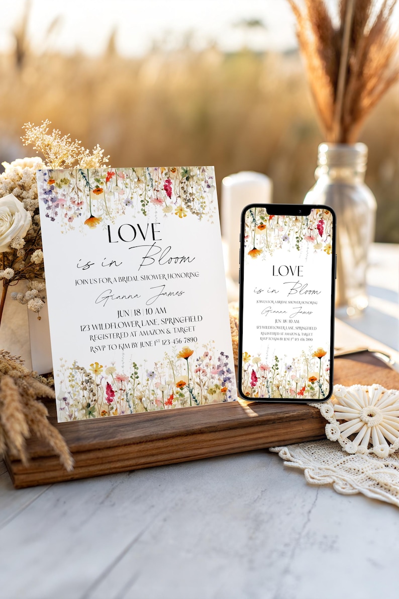Love is in Bloom Bridal Shower Invitation Template, Editable Printable ...
