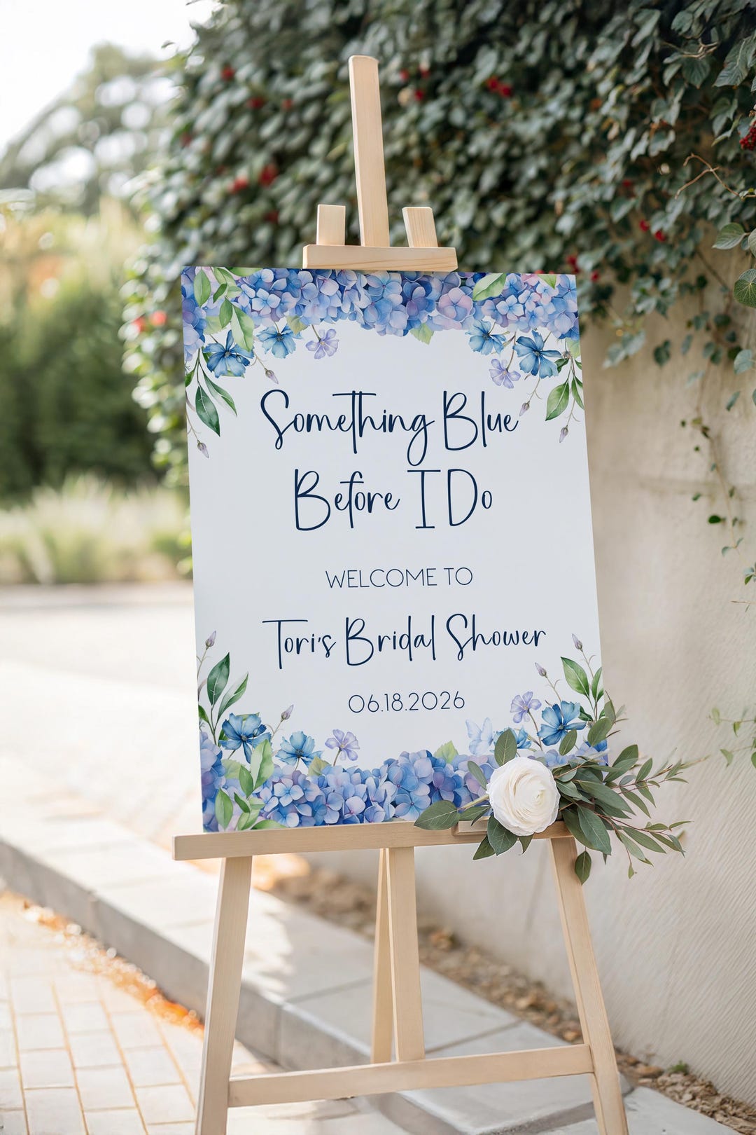 Something Blue Before I Do Hydrangea Bridal Shower Sign Template ...