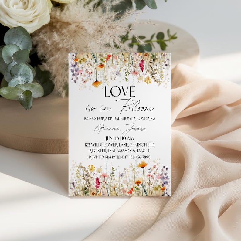 Love is in Bloom Bridal Shower Invitation Template, Editable Printable ...