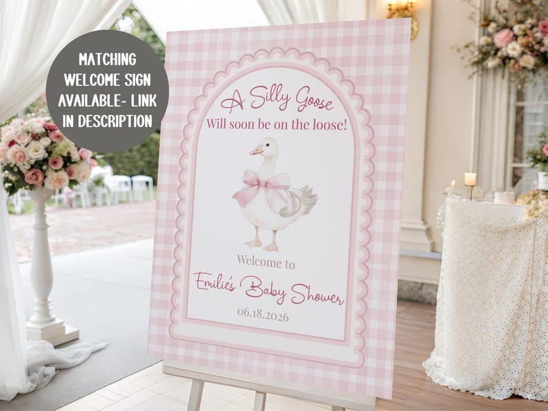 Silly Goose Baby Shower Invitation Template, Editable Printable Pink ...