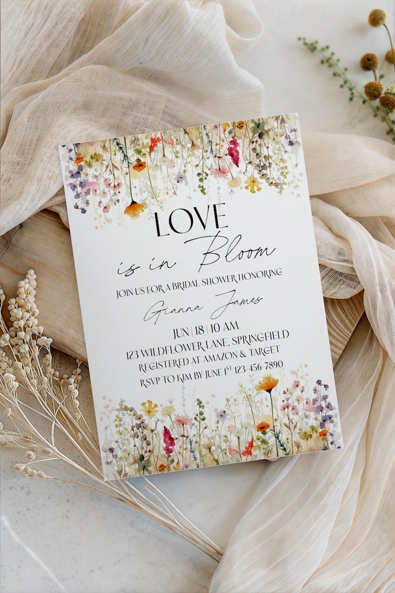 Love is in Bloom Bridal Shower Invitation Template, Editable Printable ...