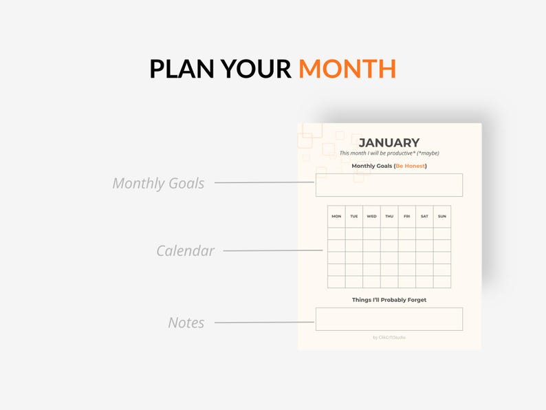 Funny 2026 Planner | Printable Year at a Glance & Weekly, 12 Months ...