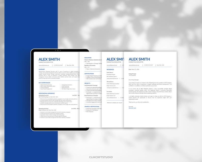 ATS Friendly Resume Template Bundle | Canva Design, 2-page CV (digital ...