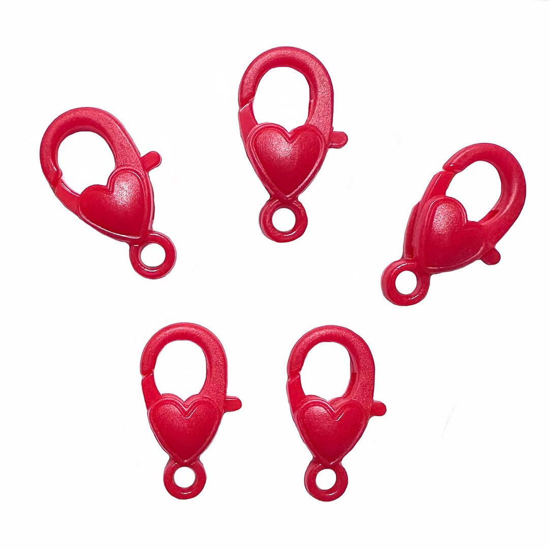 Acrylic Lobster Claw Clasps or Charm Holders, 5 Pieces, Vibrant Red, B ...