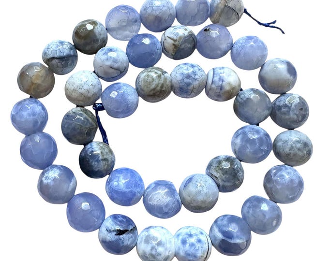 Fire Crackle Agate Beads, Blue With White and Tan, Unique Mottled ...