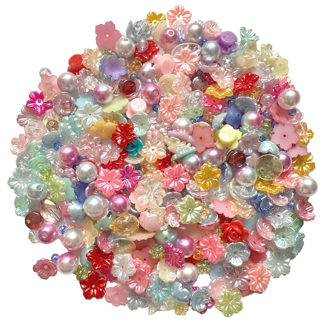 Assorted Acrylic Flowers and Beads Colorful Mix Over 2 - Etsy