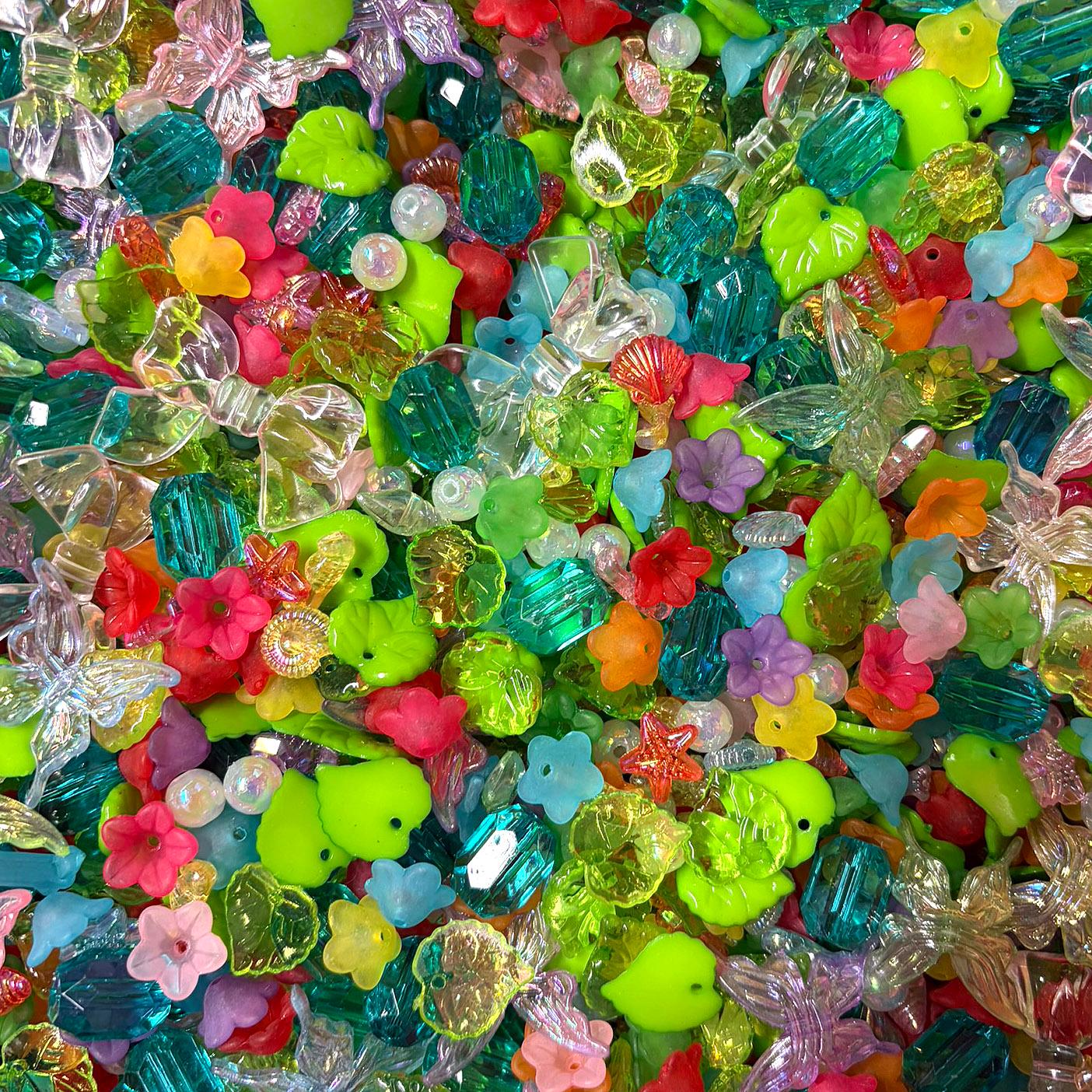 Mardi Gras Style Acrylic Bead Mix, Multi-color Bead Assortment, Jewelry ...