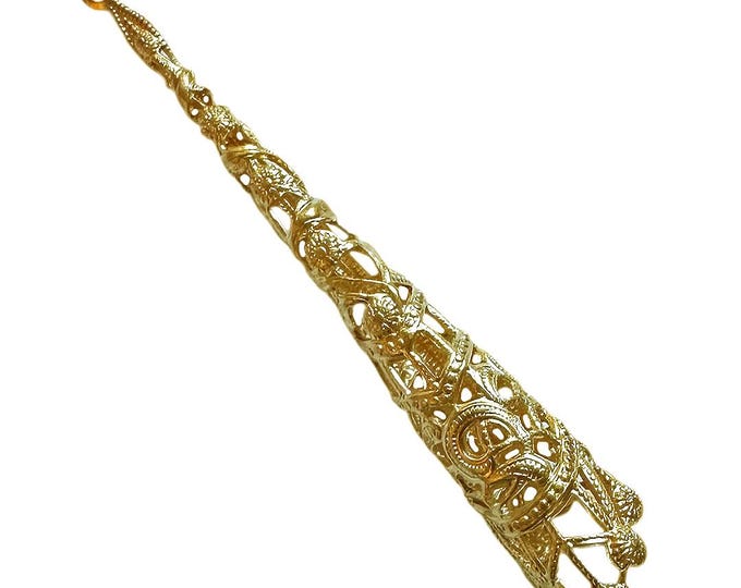 Tussie Mussie, Rolled Cone Style Filigree Drop, Raw Unplated Brass, Ear ...