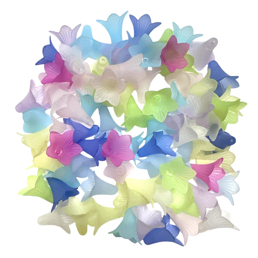 Pastel Acrylic Trumpet Flowers, Assorted Colors, Open Flower Design, 22 ...