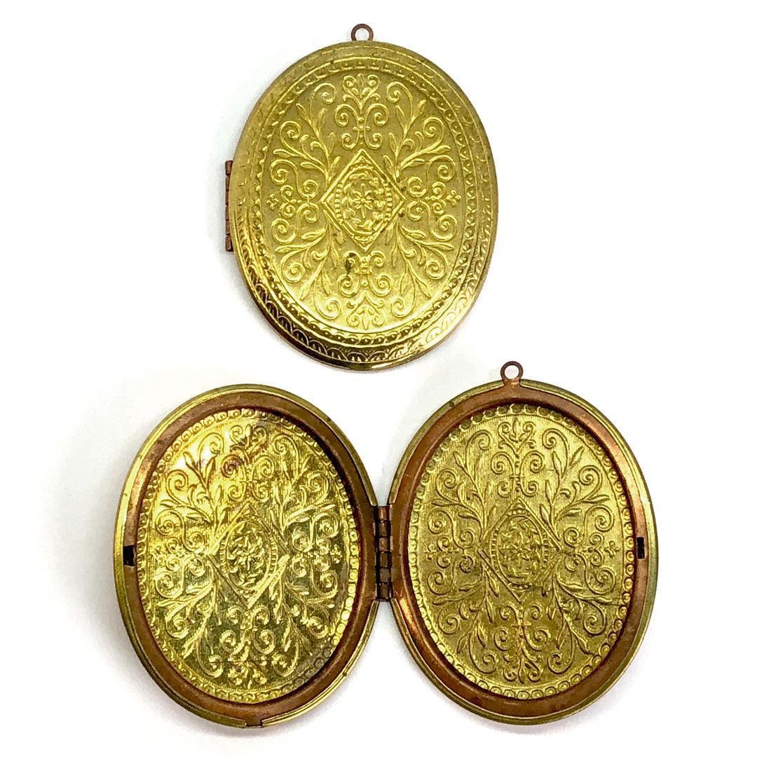 Vintage Brass Locket, Pendant Locket, Jewelry Making, Hinged, Raw ...