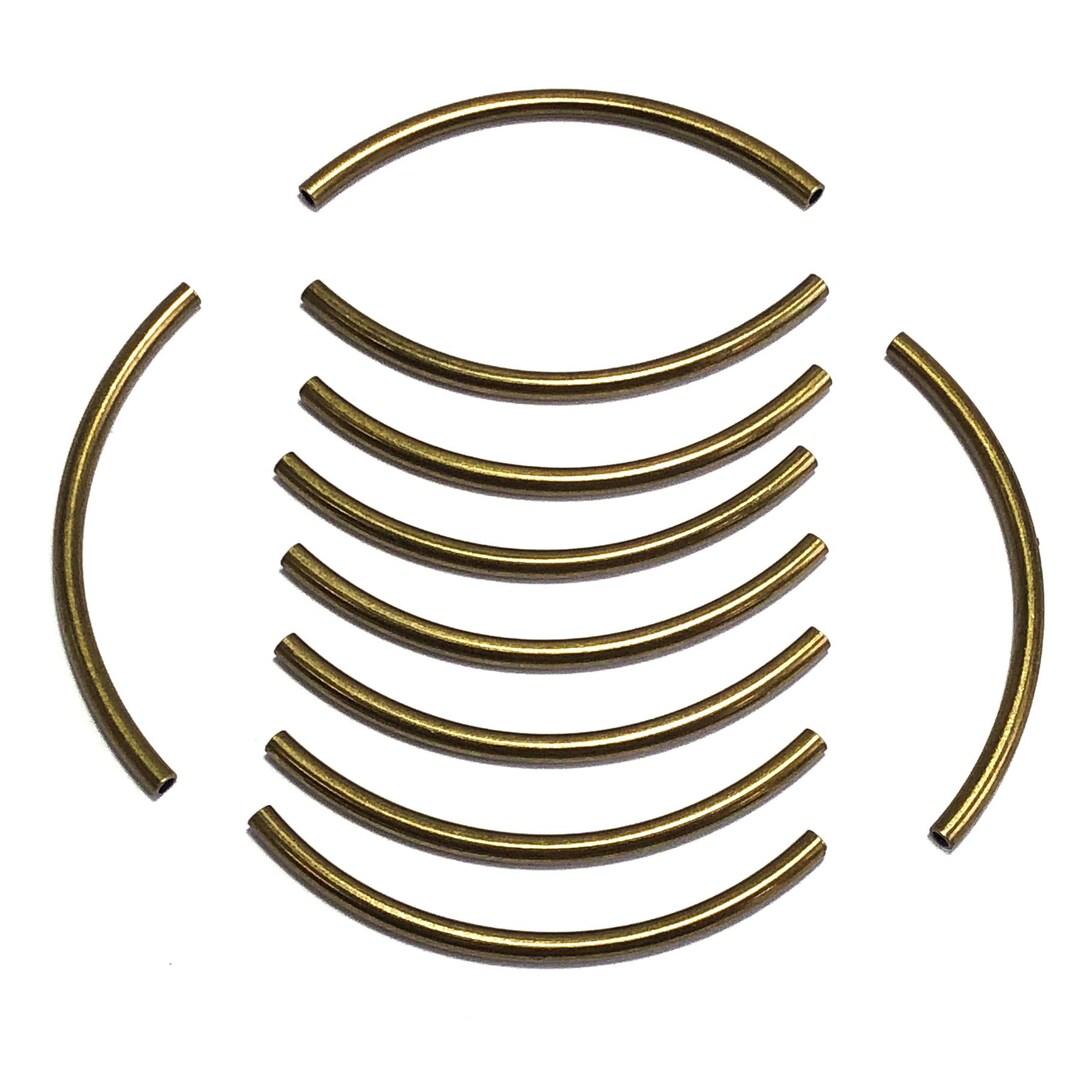 Curved Tube Beads, Noodle Tubes, Beading Supplies, Antique Brass ...