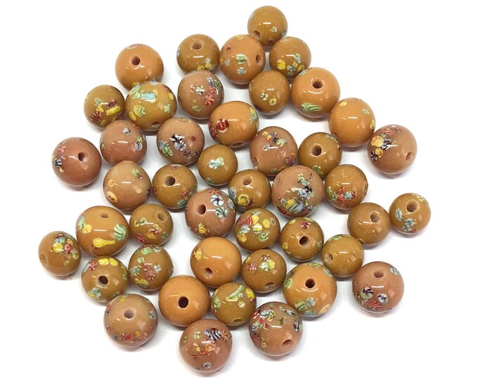 Vintage Japanese Glass Beads, 44 Piece, Floral Beads, Rare Japanese ...